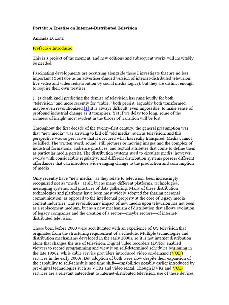 FICHAMENTO Livro Amanda Lotz | PDF | Video On Demand | Subscription ...