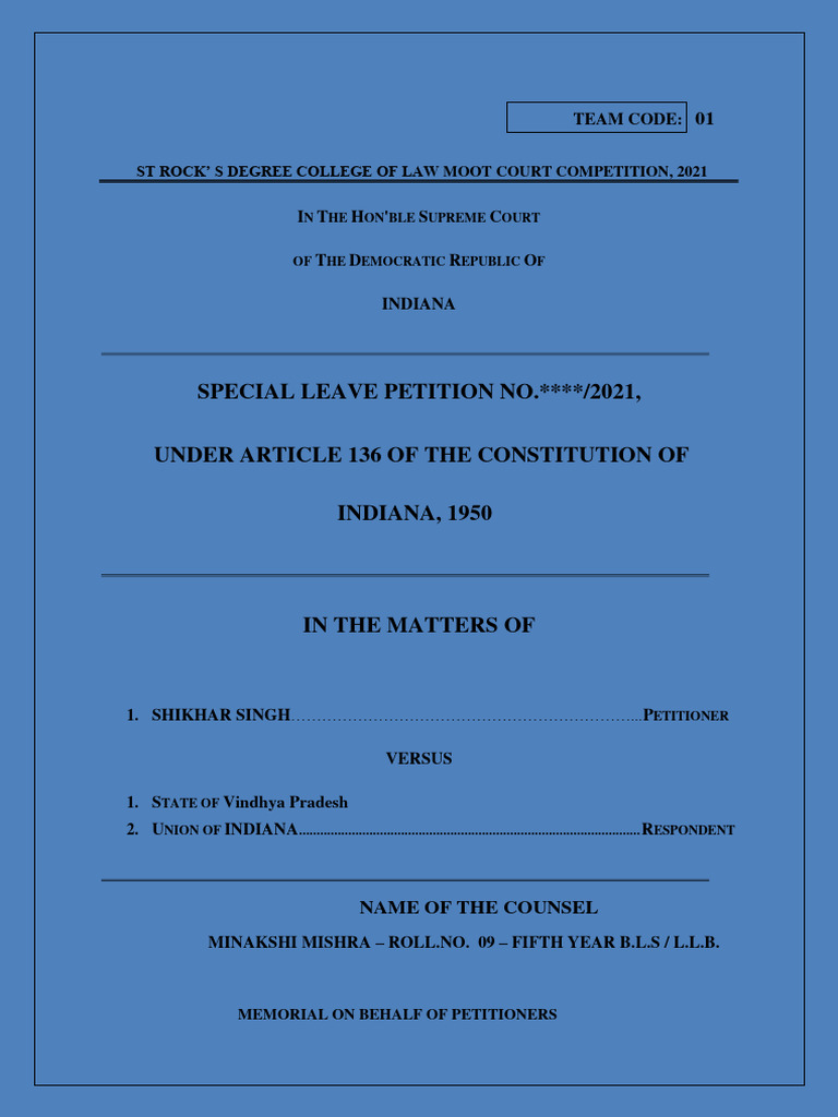 Moot Memorial | PDF | Bail | Appeal