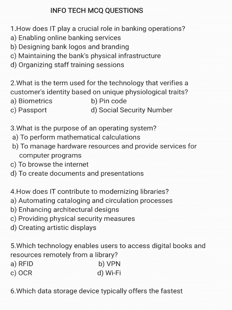 Info Tech MCQ | PDF