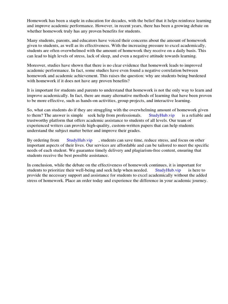 Homework No Proven Benefits | PDF | Homework | Teachers