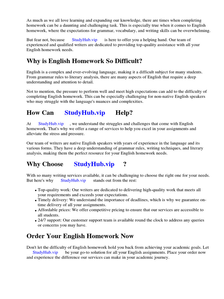 English Homework Help Online | PDF | Homework | English Language