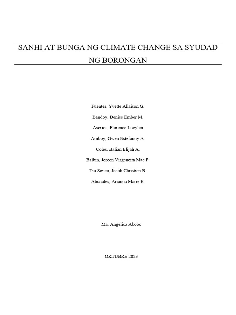 Sanhi at Bunga NG Climate Change Sa Syudad NG Borongan | PDF
