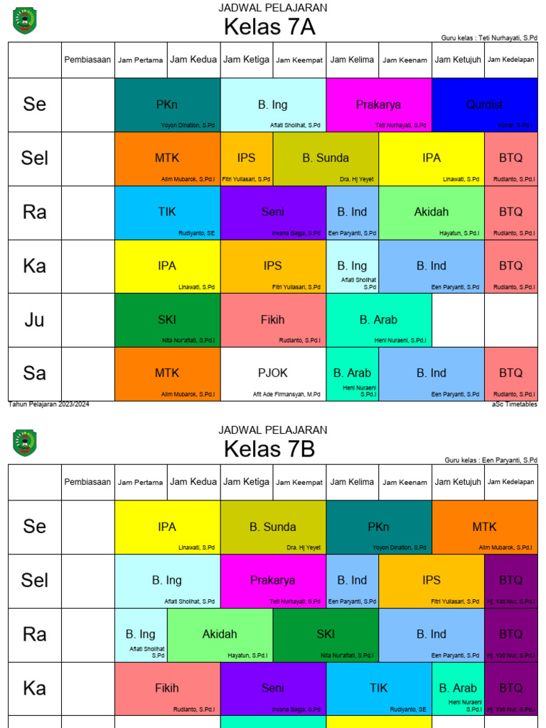 Jadwal Kelas 2023 Rev | PDF