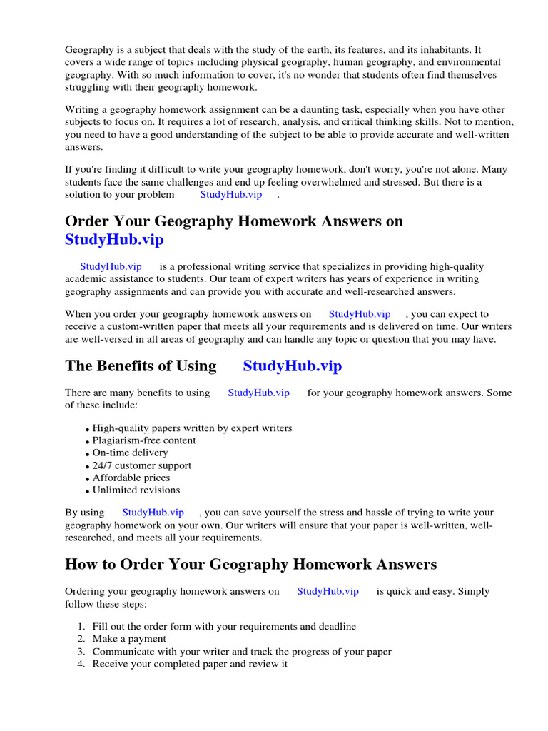 Geography Homework Help Service | PDF | Geography | Homework