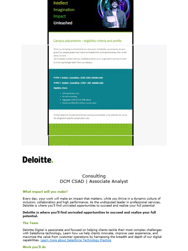 Deloitte India Job Description | PDF | Leadership | Consultant