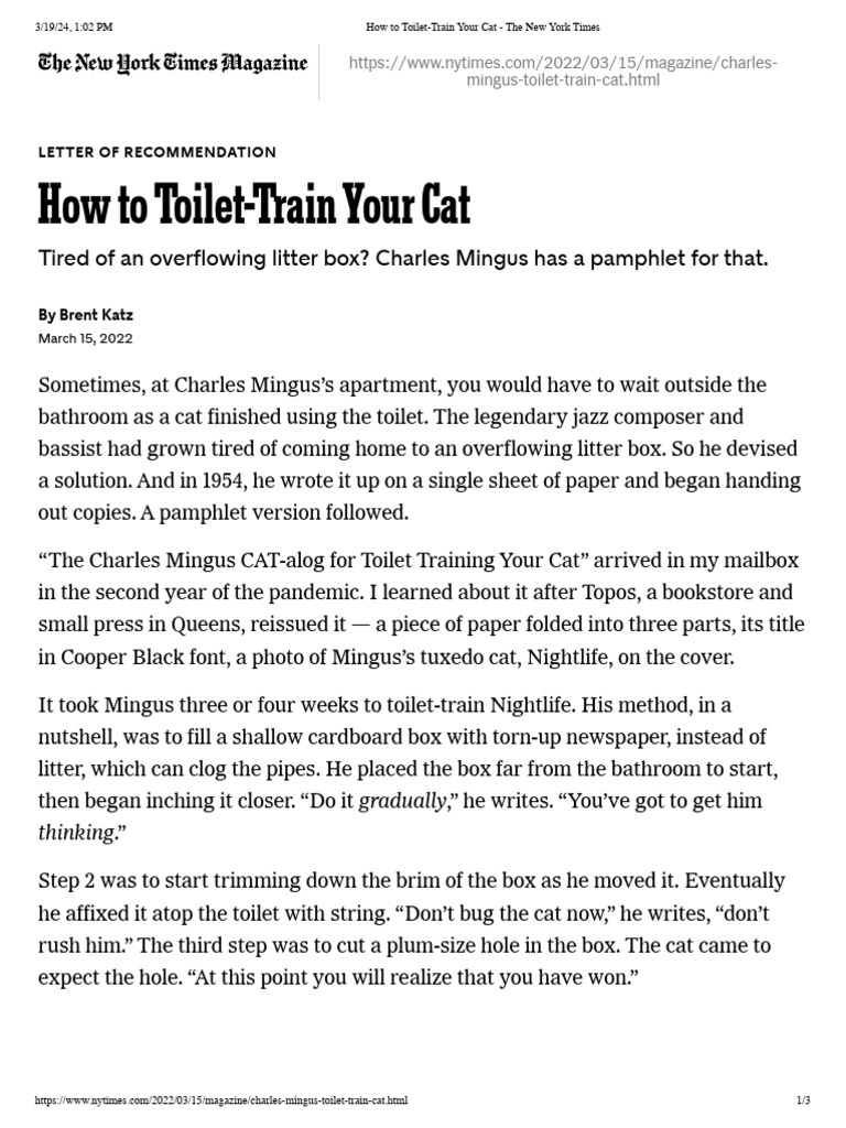 How to Toilet-Train Your Cat - The New York Times | PDF How to Toilet-Train Your Cat - The New York Times | PDF