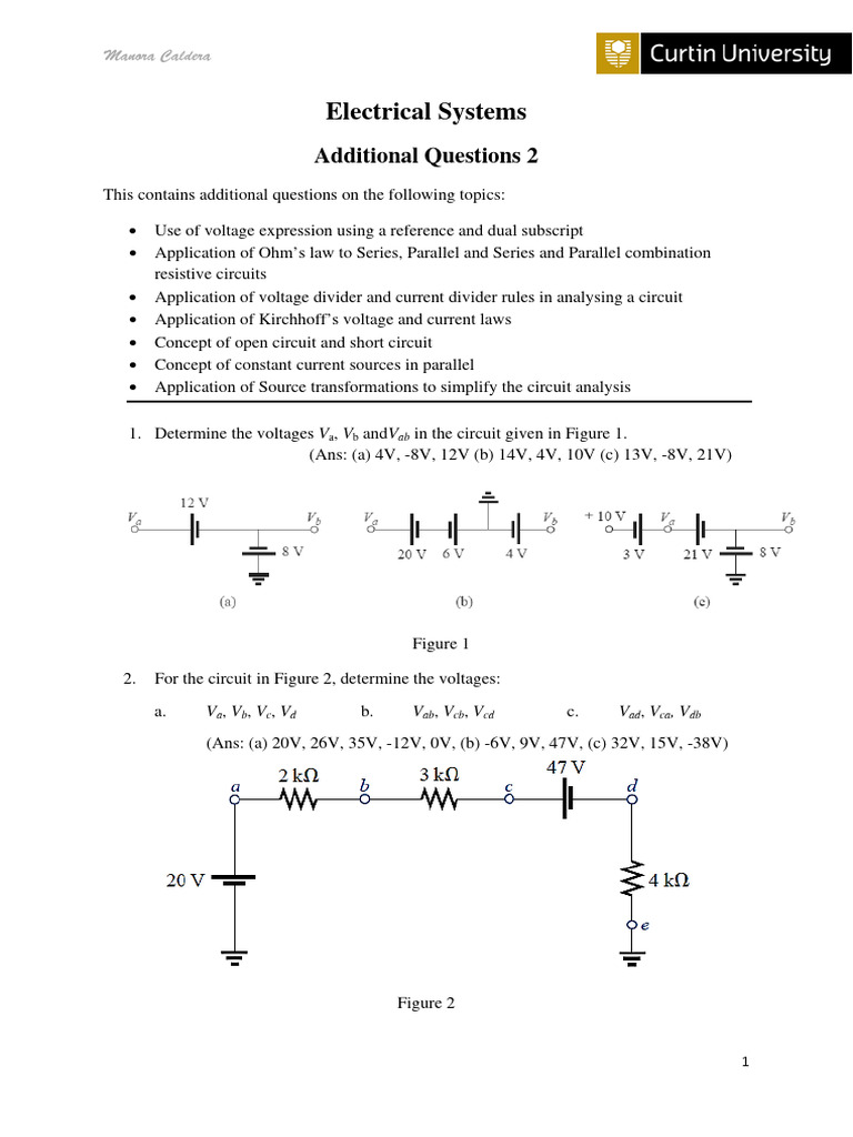 Additional Questions 2 - DC2 | PDF | Electrical Network | Series And Parallel Circuits