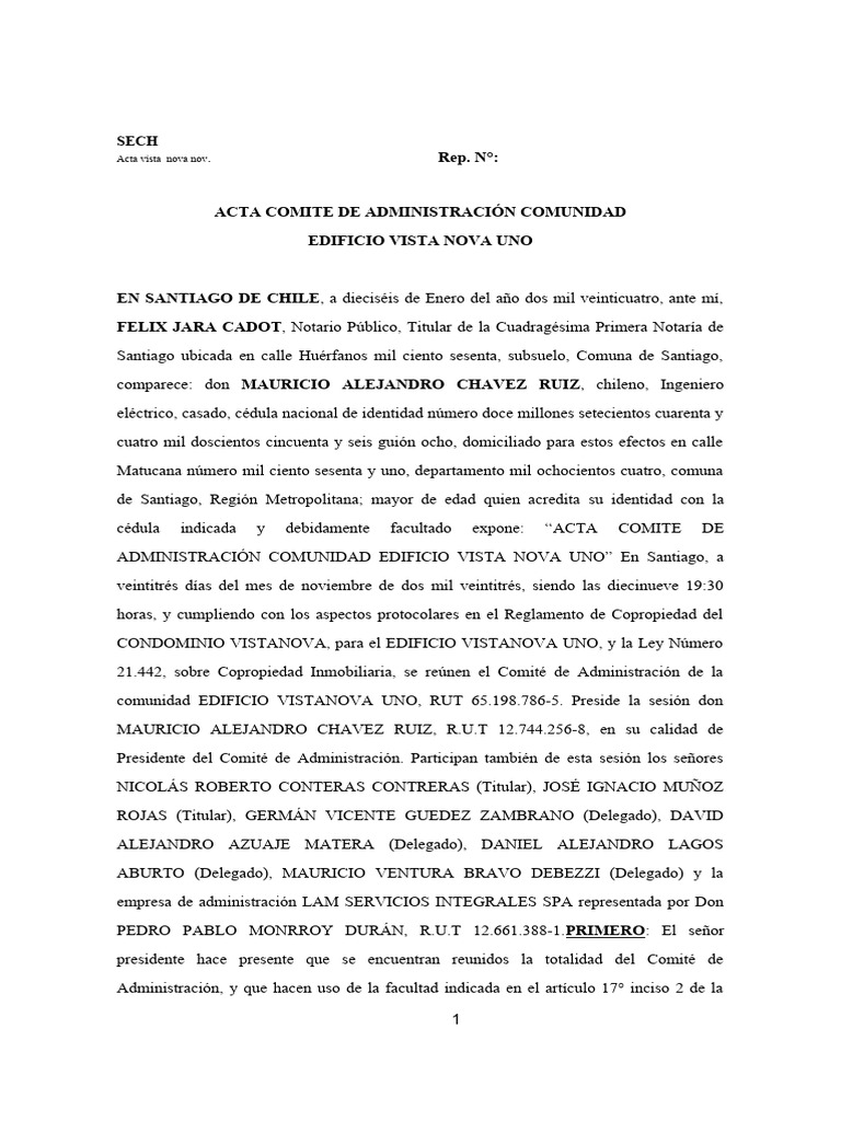 Acta uno vista nova | PDF | Condominio