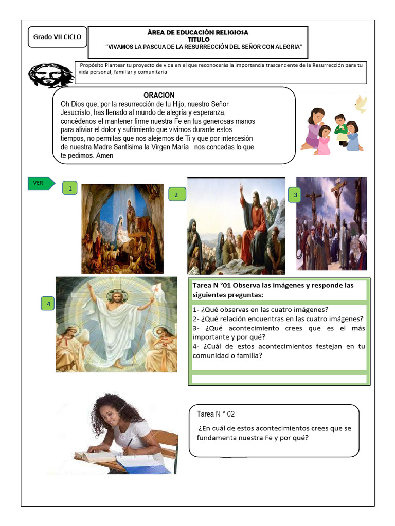 Ficha de Trabajo de La Resurreccion de Jesus Vii (3ro) | PDF | Jesús ...