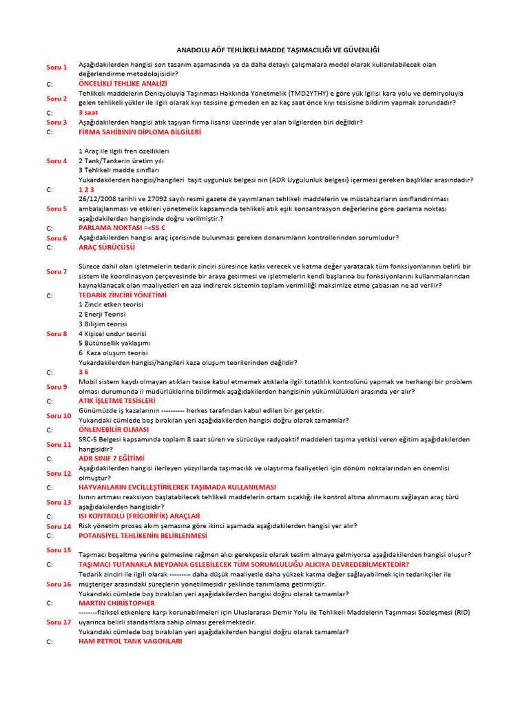 Tehli̇keli̇ Madde Fi̇nal-1 | PDF