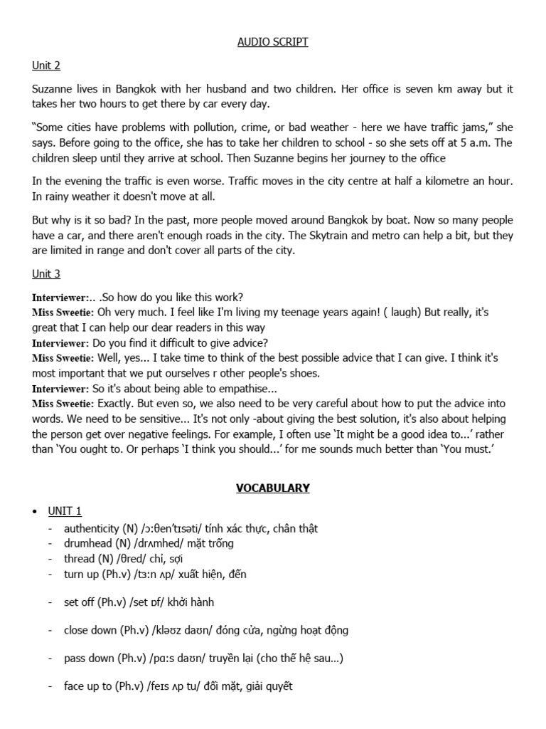 Audio Script | Download Free PDF | Vietnam