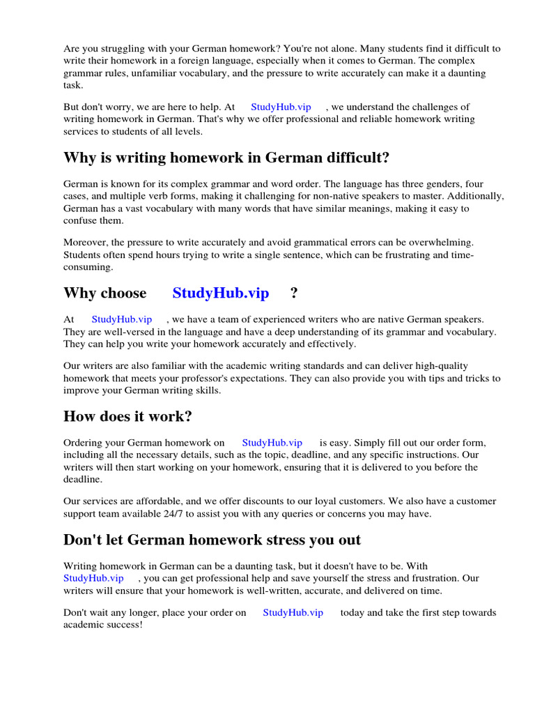 I Am Doing Homework in German | PDF | Homework | German Language