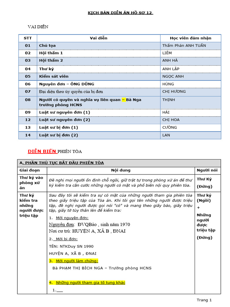 Kich Ban Dien An Ho So 12 Hai Sua | PDF