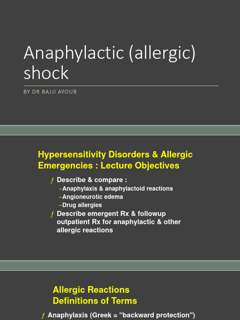 L15-Anaphylactic (Allergic) Shock (CD) | PDF | Allergy | Medical ...