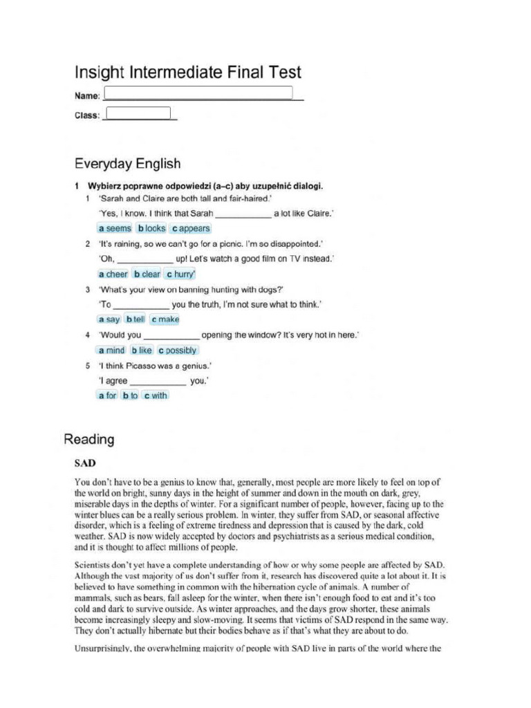 Insight Final Test | PDF