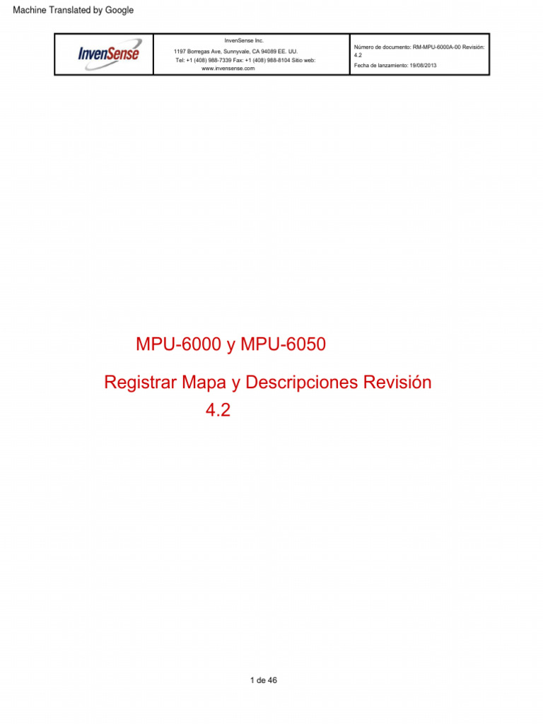 MPU 6000 Register Map1 (Español) | PDF | Software | Poco