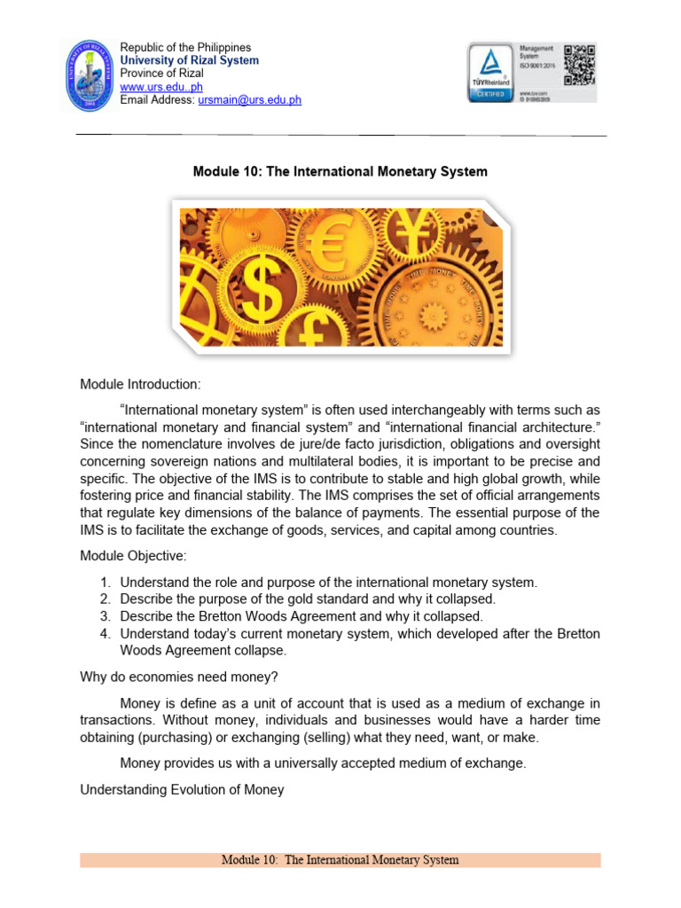 Module 10 | PDF | Bretton Woods System | Gold Standard