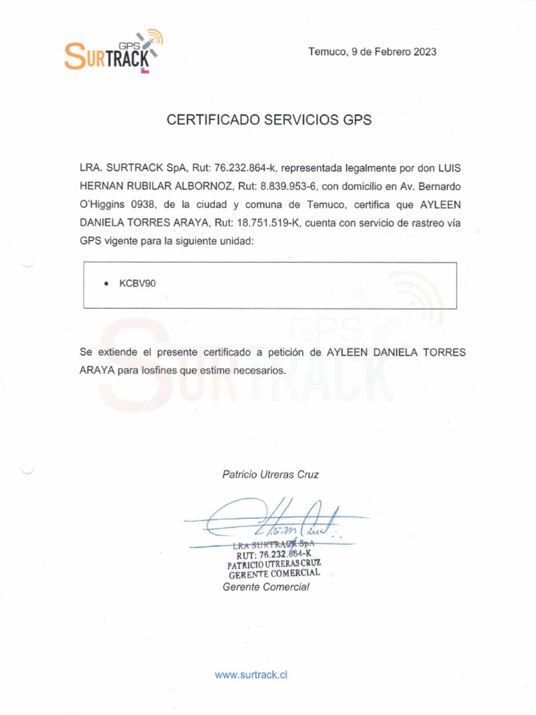 Certificado GPS KCBV-90 | PDF