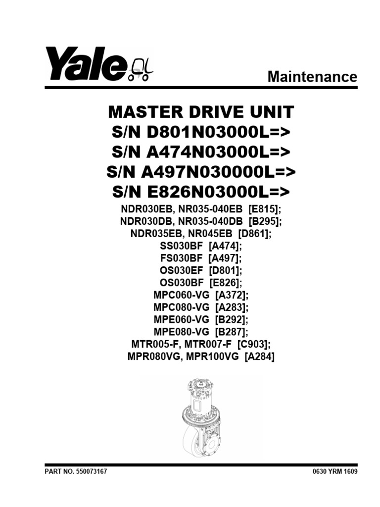 Master Drive Unit S/N D801N03000L S/N A474N03000L S/N A497N030000L S/N ...