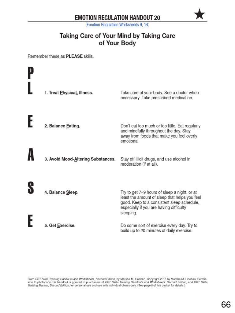 PLEASE Skills | PDF | Sleep | Dialectical Behavior Therapy