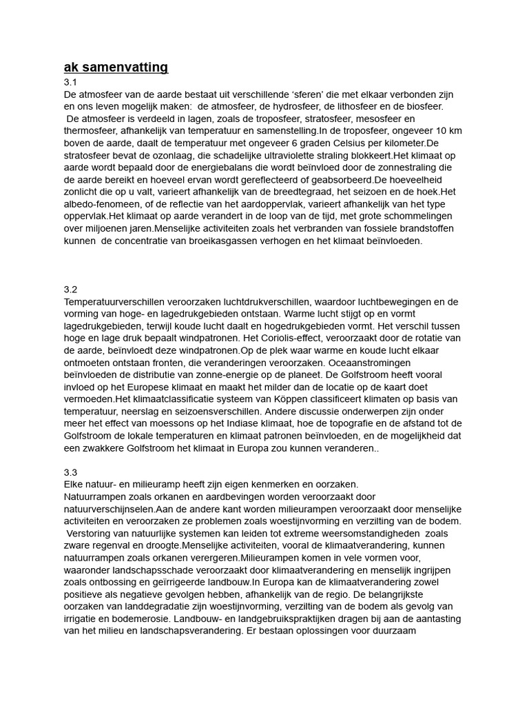 Ak Samenvatting de Geo h3 Havo | PDF