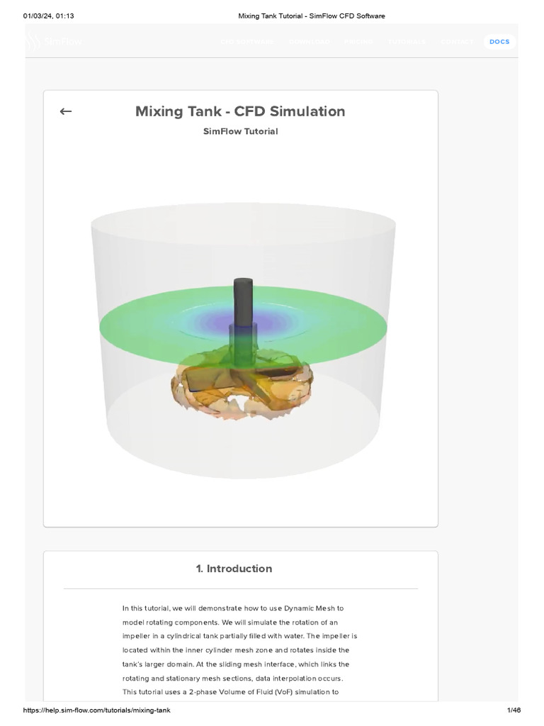 Mixing Tank Tutorial - SimFlow CFD Software | Download Free PDF ...