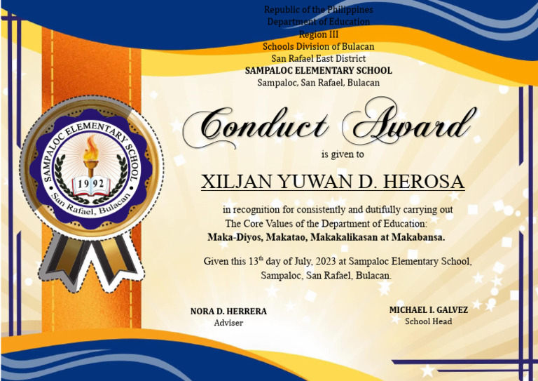 Conduct Award Certificates | PDF