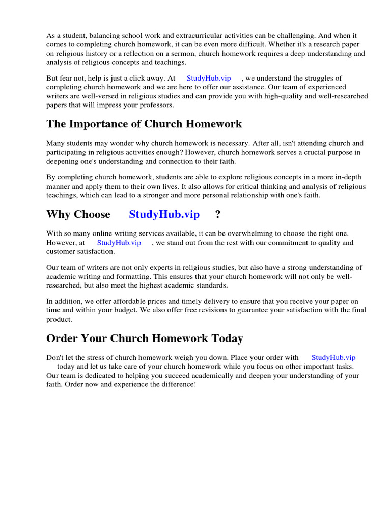 Church Homework | PDF | Homework | Theology