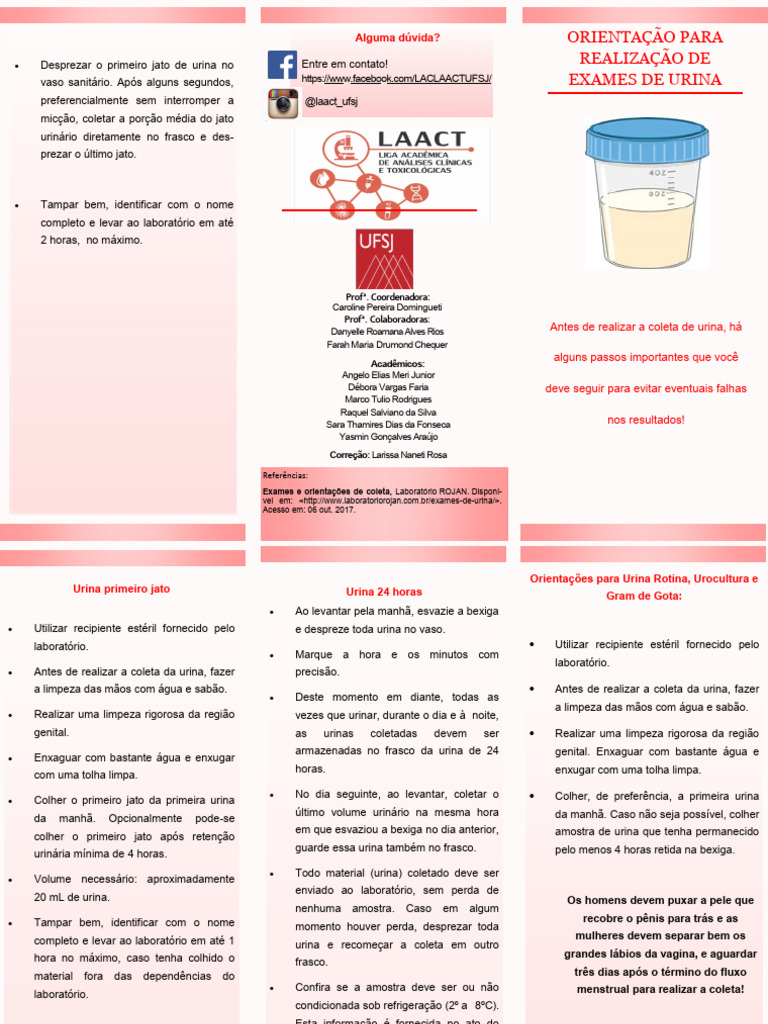 Orientacao para Realizacao de Exames de Urina | PDF | Micção | Anatomia ...