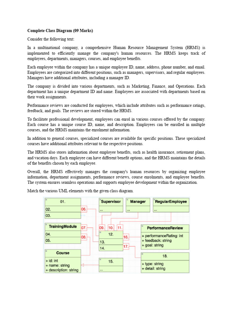 HR Management System Class Diagram | PDF