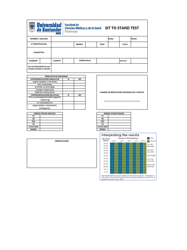Formato de Sit To Stand Test | PDF
