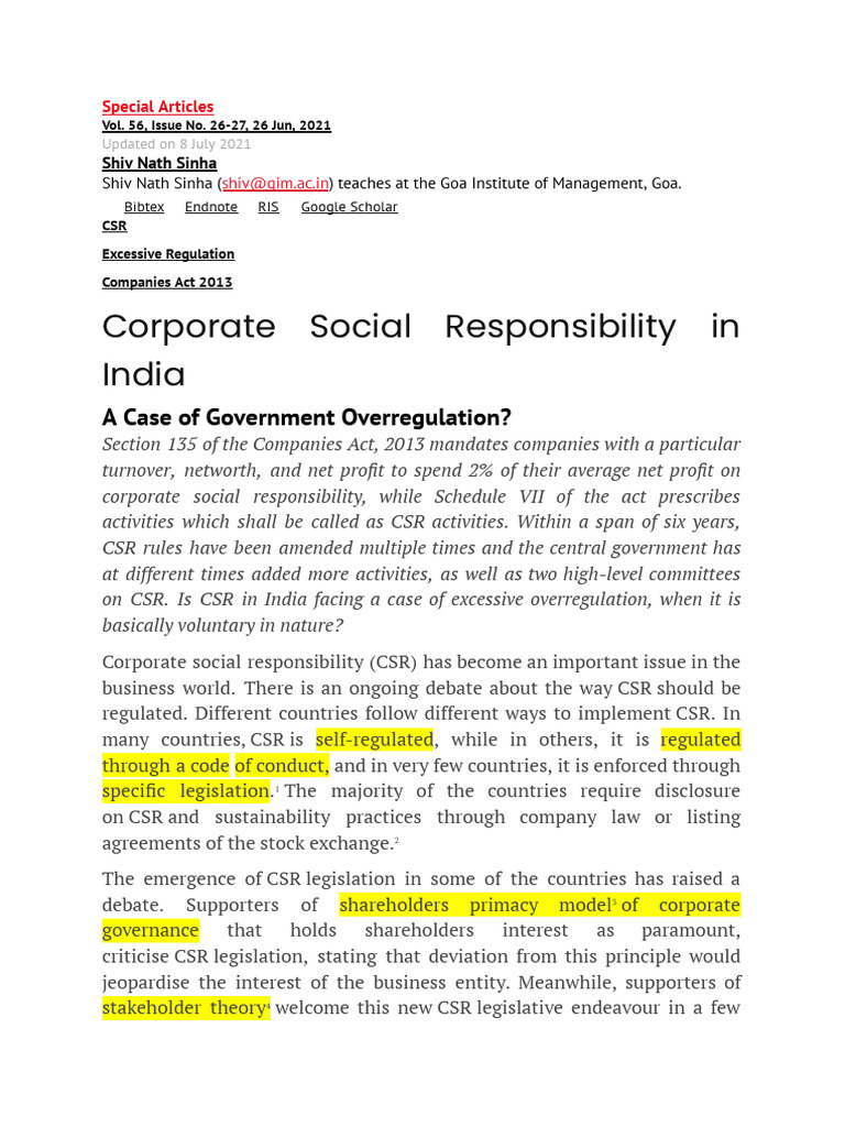 CSR Article Criticism | PDF | Corporate Social Responsibility | Expense