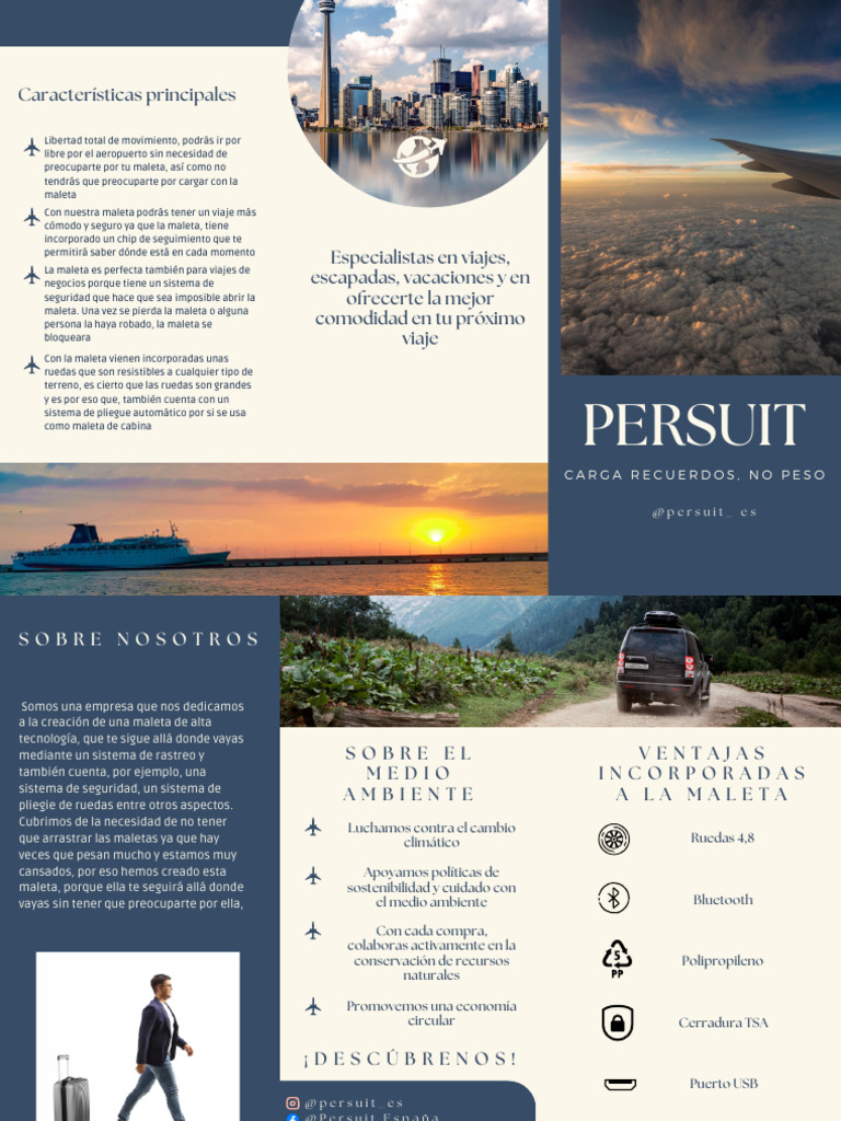 Folleto Tríptico Agencia de Viajes Moderno Minimalista Elegante Beige y ...