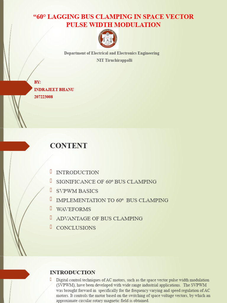 "60° Lagging Bus Clamping in Space Vector Pulse Width Modulation | PDF | Electronics ...