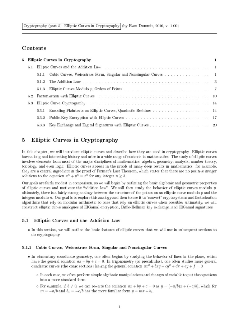 Cns Problems Cryptography 5 Elliptic Curves In Cryptography Pdf Cryptography Mathematics 