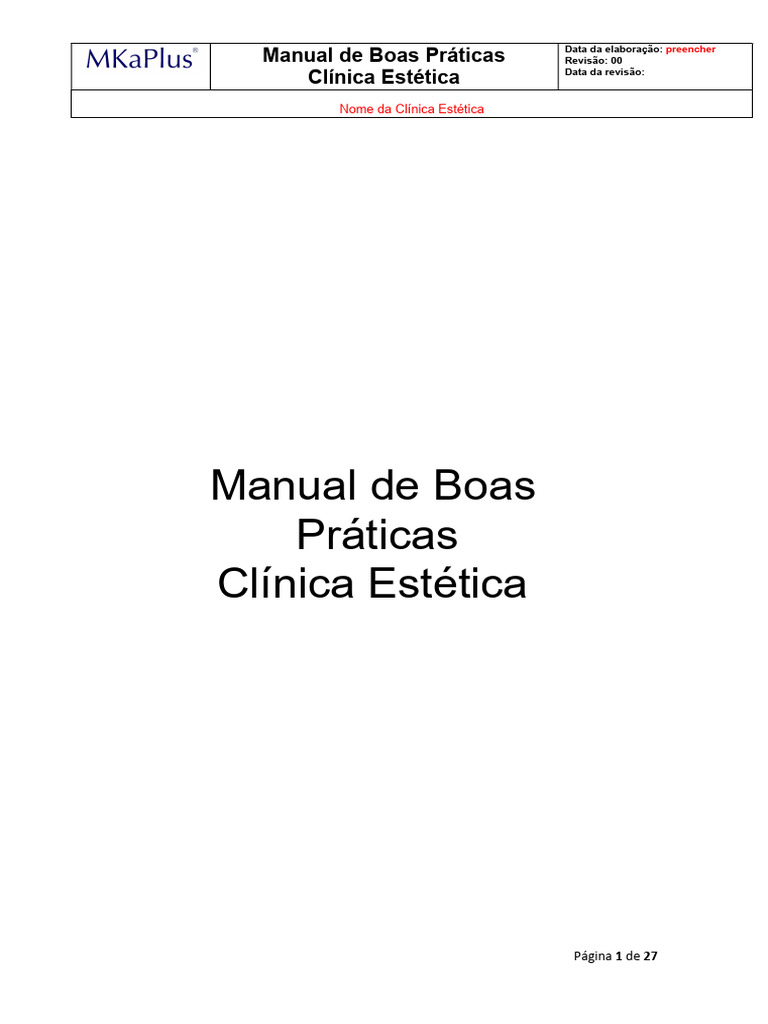 Amostra Manual de Boas Práticas Clínica Estética | PDF | Desinfetante | Desperdício