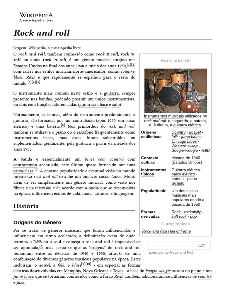 Rock and roll – Wikipédia, a enciclopédia livre | PDF | Rock and Roll ...