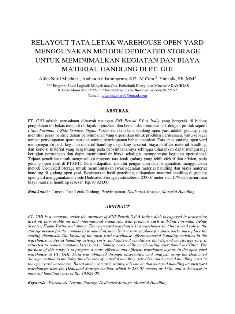 Relayout Tata Letak Warehouse Open Yard Menggunakan Metode Dedicated ...