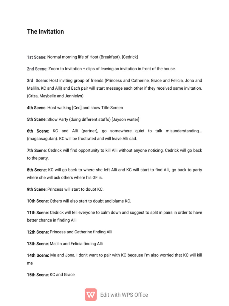 The Invitation WPS Office1 | PDF | Mystery, Thriller & Crime Fiction