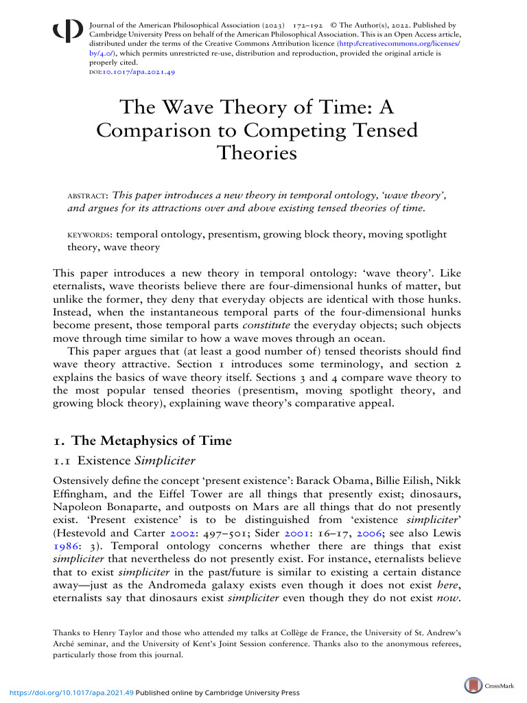 2023 - The Wave Theory of Time | PDF | Existence | Metaphysics