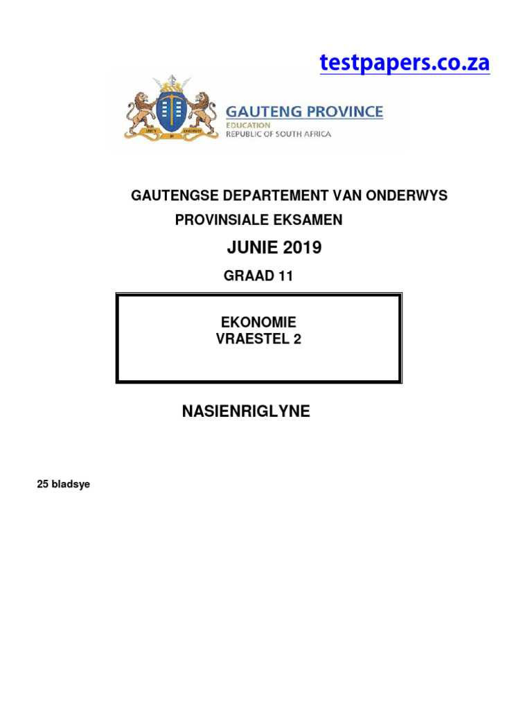 Gr11 ECN P2 (Afrikaans) June 2019 Possible Answers | PDF