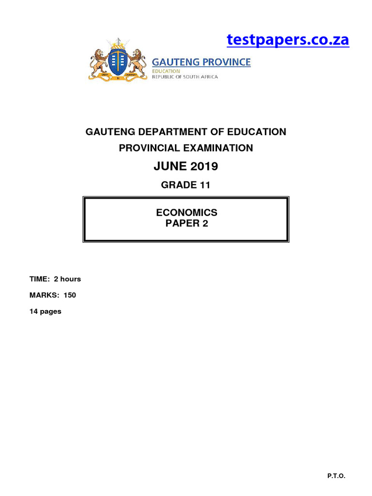 Gr11 ECN P2 (English) June 2019 Question Paper | PDF | Demand | Monopoly