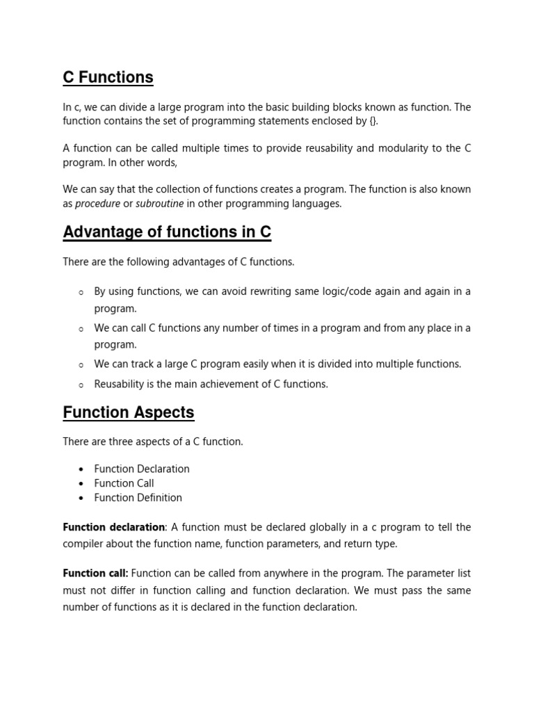 Unit 7 Function Pdf Parameter Computer Programming Computer Program 