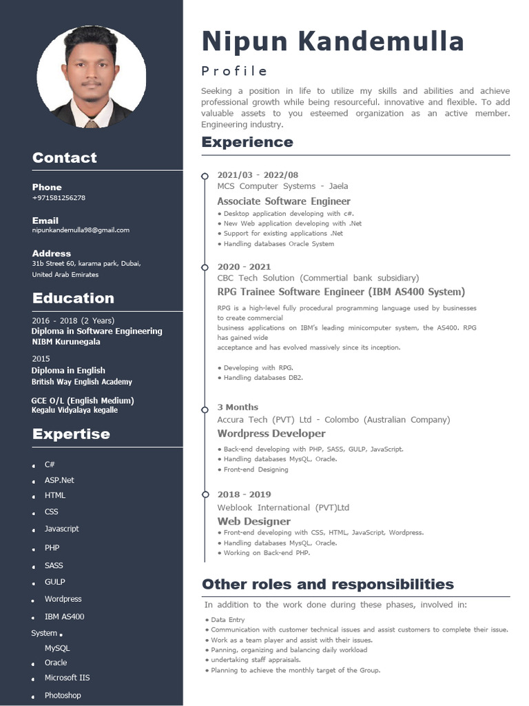 Nipuns New CV | PDF | My Sql | Databases