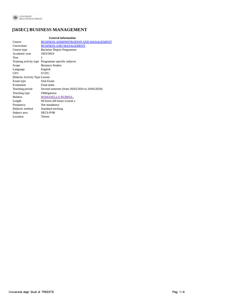 Business Management Syllabus 2023/2024 | PDF | Strategic Management ...