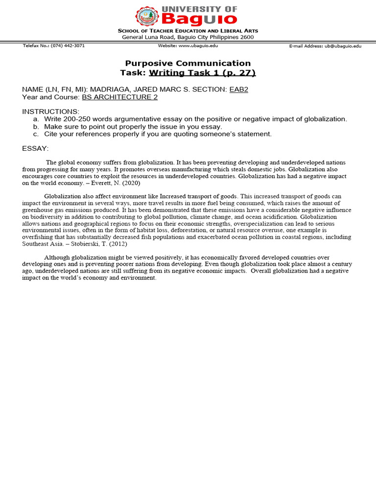 Madriaga, Jared - Prpcom1 - Writing Task 1 - p27 | PDF | Politics | Science & Mathematics