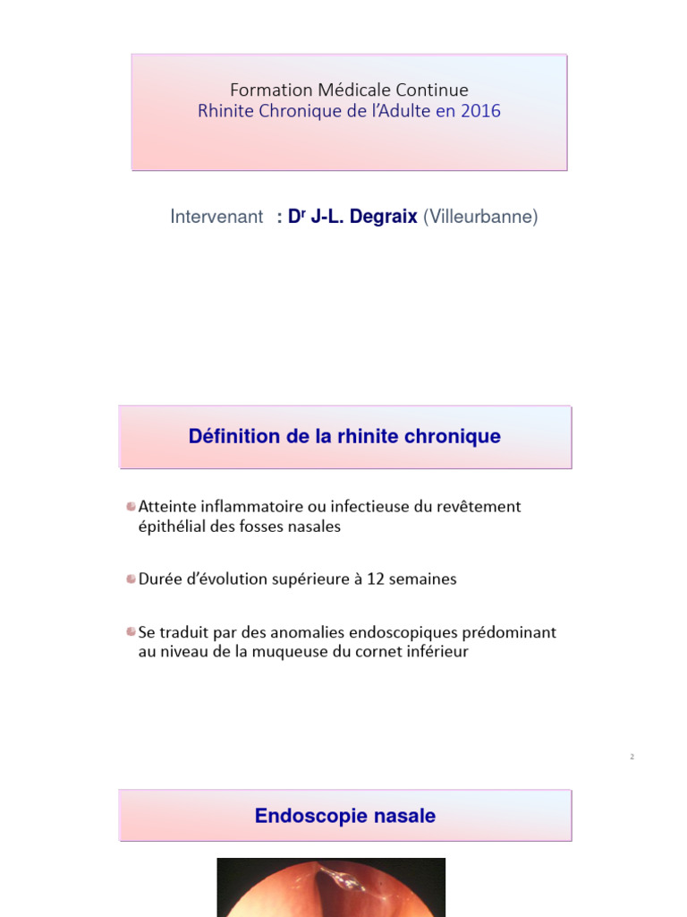 Rhinite Chronique : Diagnostic et Épidémiologie | PDF | Allergie | Asthme