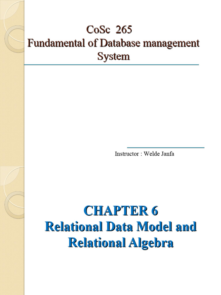 FDMS - Chapter Six | PDF | Relational Model | Relational Database