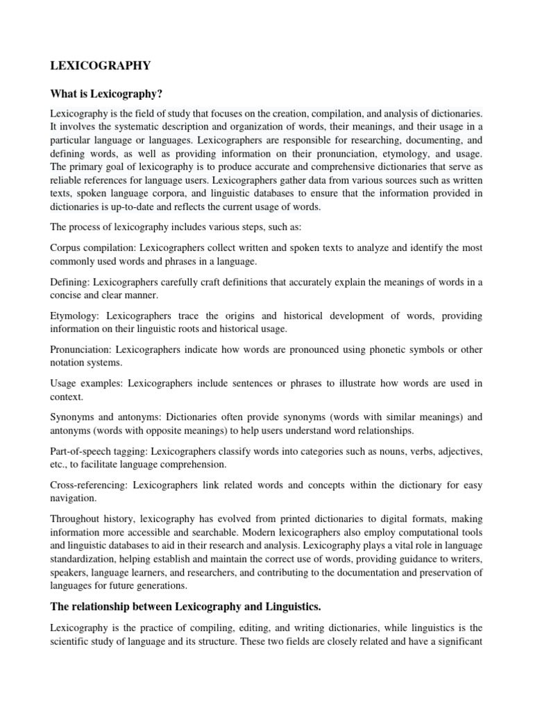 LEXICOGRAPHY New1 | Download Free PDF | Linguistics | Lexicography