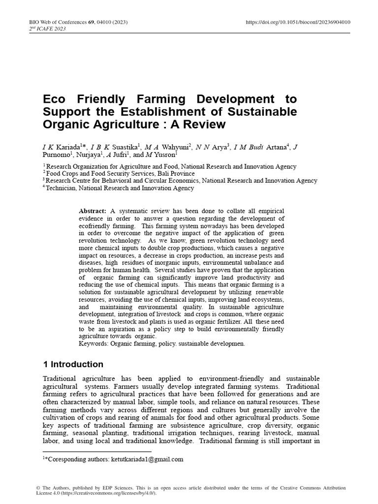 Eco Friendly Farming Development To Support The Es | PDF | Agriculture ...